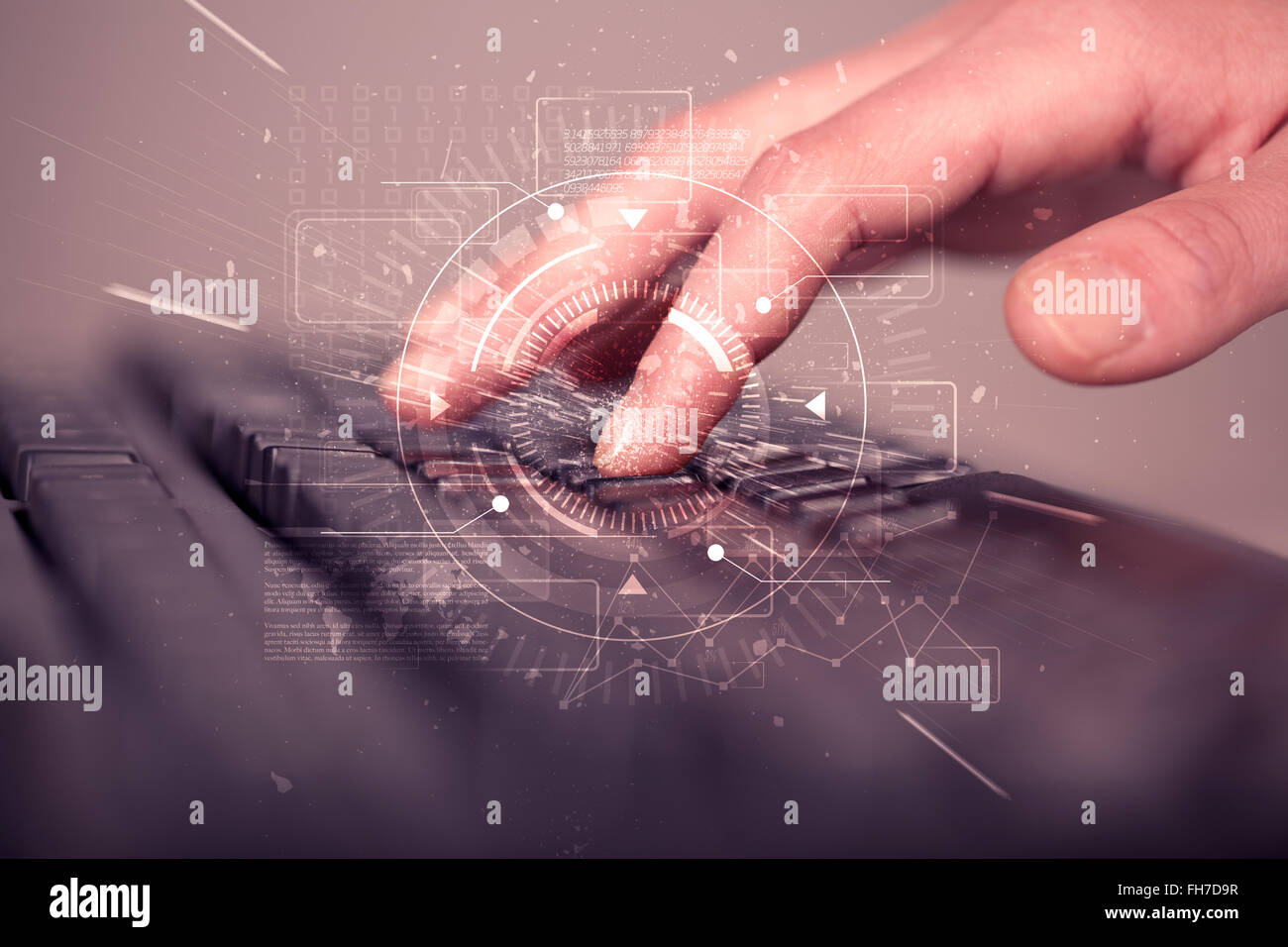 Keyboard with high tech user interface graphic Stock Photo - Alamy