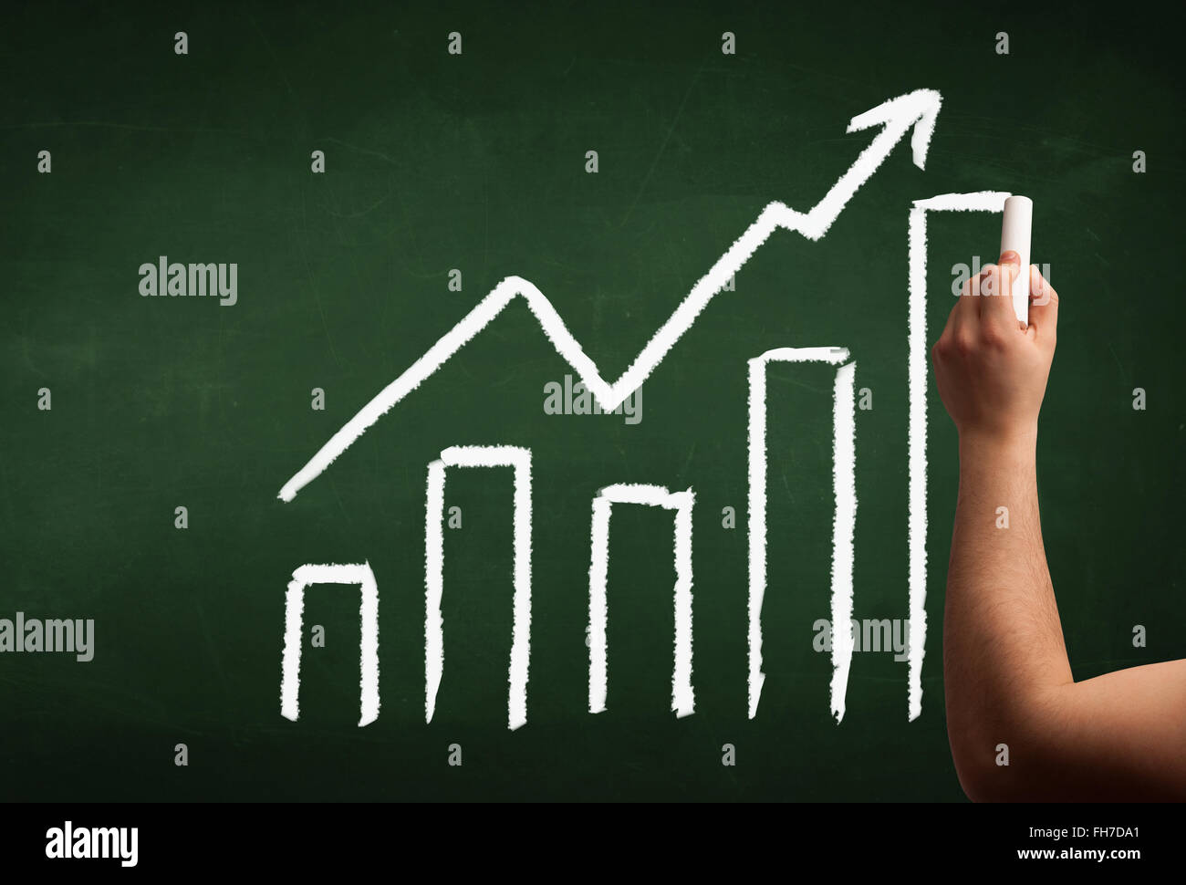 Hand drawing graph on blackboard Stock Photo - Alamy