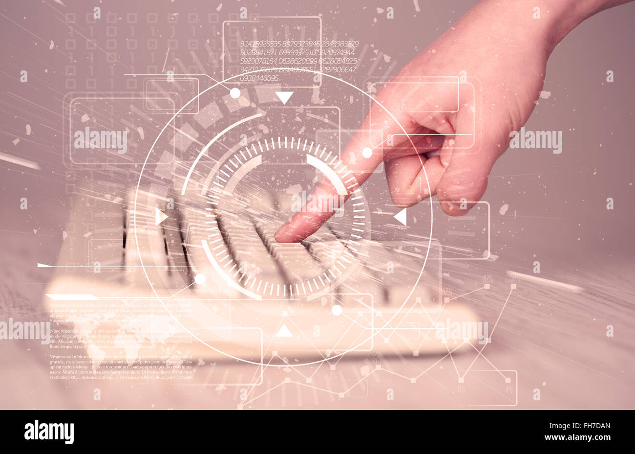 Keyboard with high tech user interface graphic Stock Photo - Alamy