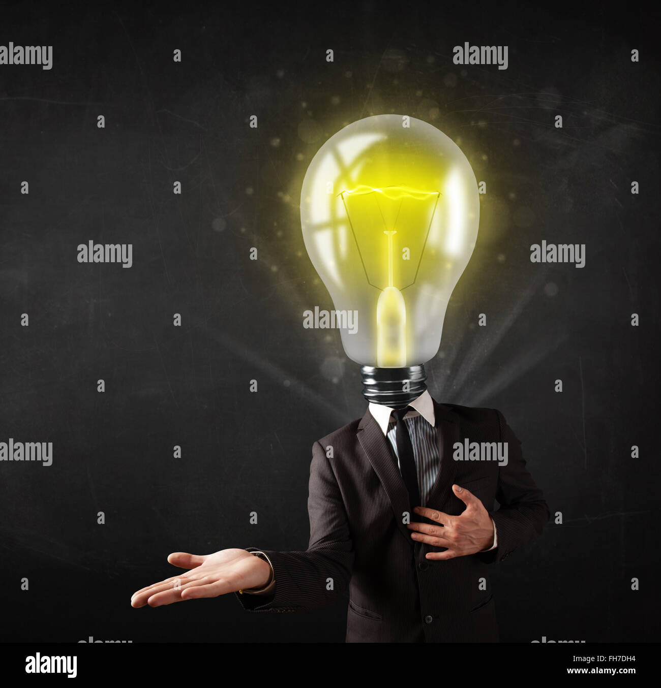 Business man with light bulb head concept Stock Photo - Alamy