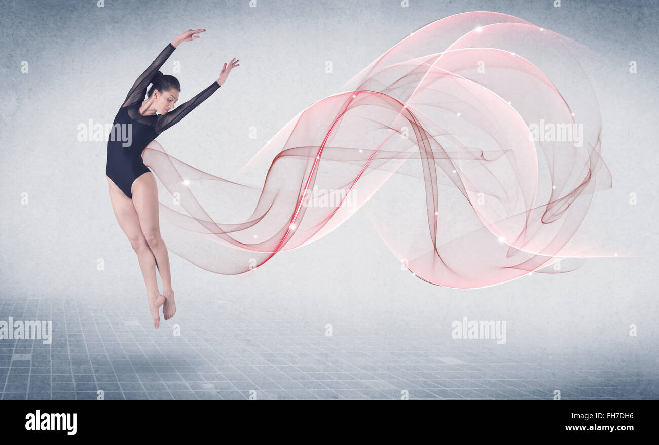 Dancing ballet performance artist with abstract swirl Stock Photo - Alamy