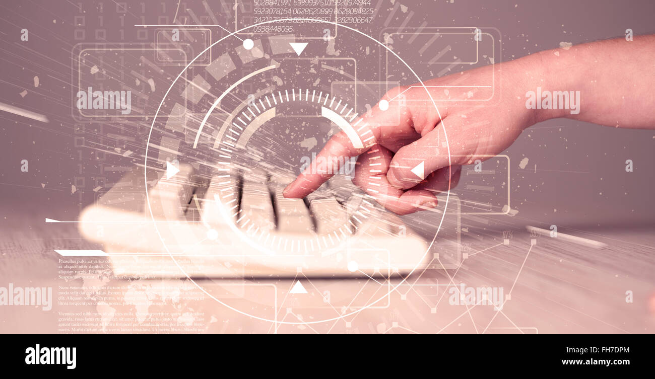 Keyboard with high tech user interface graphic Stock Photo - Alamy