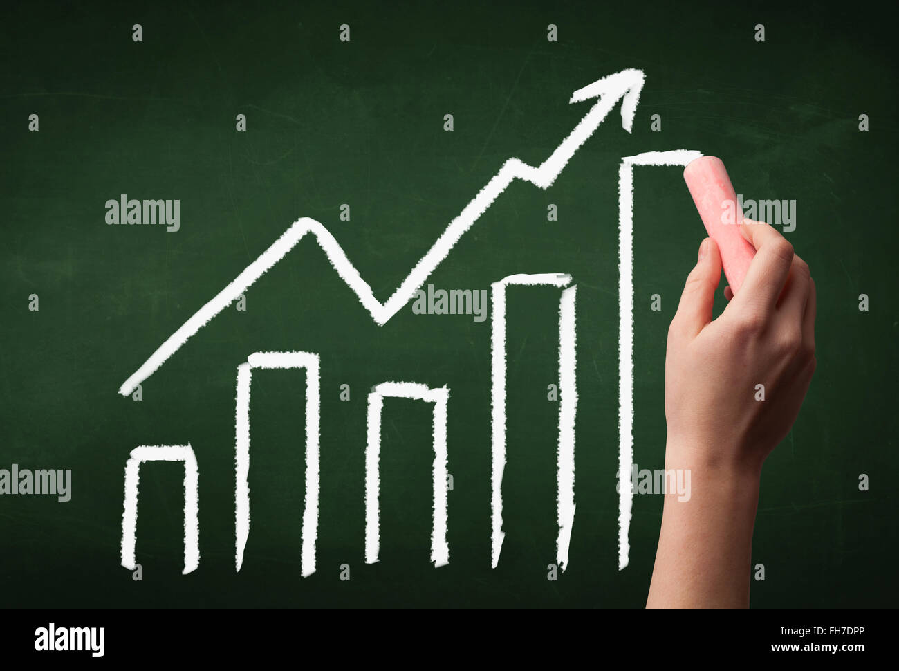 Hand drawing graph on blackboard Stock Photo - Alamy