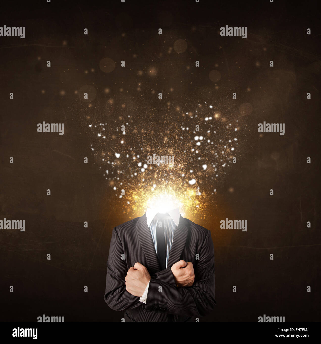 Business man with glowing exploding head Stock Photo - Alamy