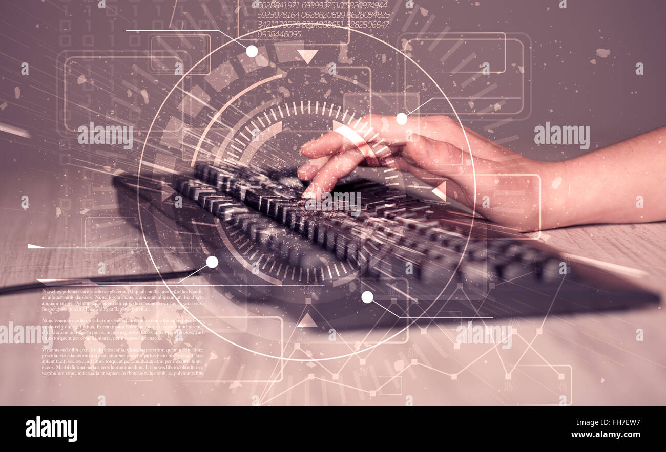 Keyboard with high tech user interface graphic Stock Photo - Alamy