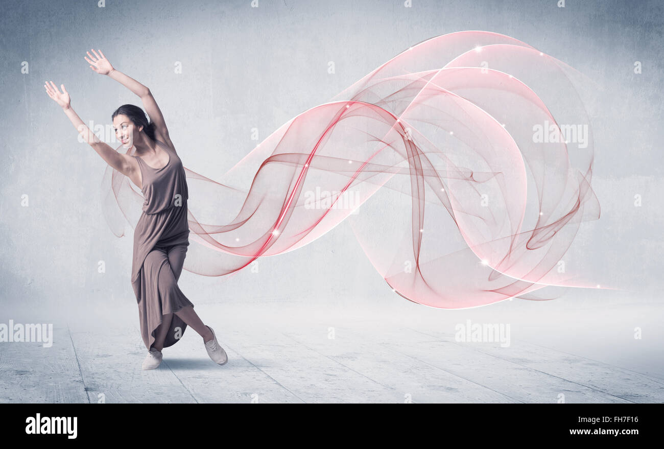 Dancing ballet performance artist with abstract swirl Stock Photo - Alamy