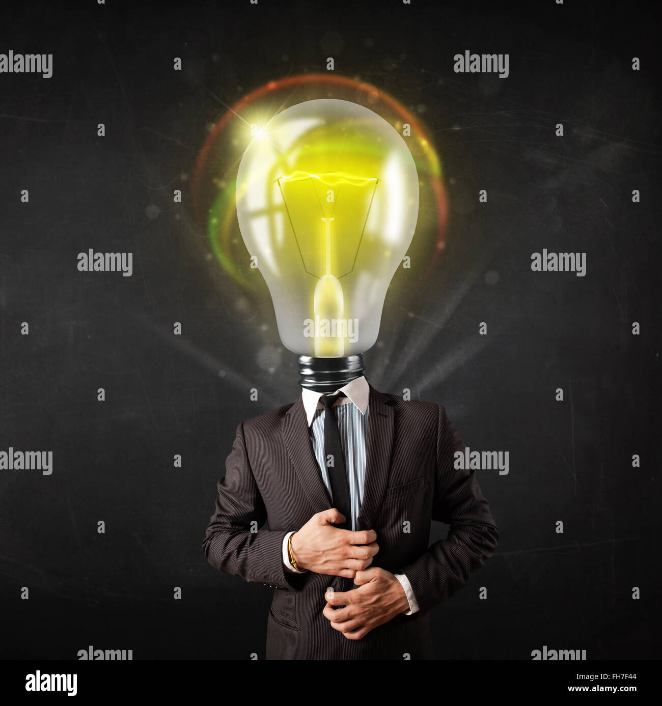 Business man with light bulb head concept Stock Photo - Alamy
