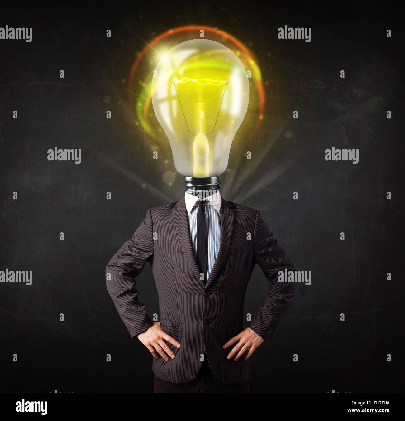 Business man with light bulb head concept Stock Photo - Alamy