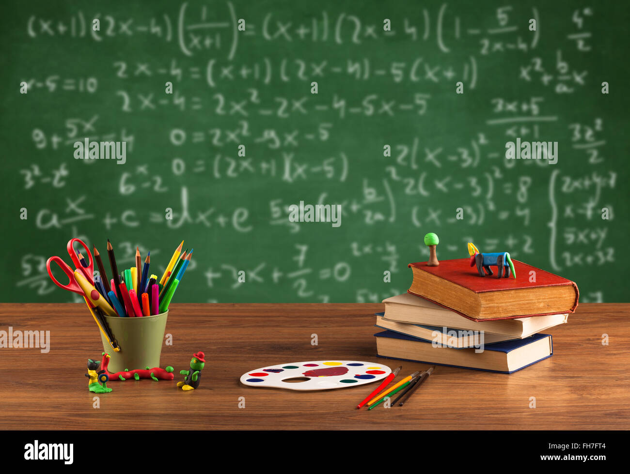 Math class from student school desk Stock Photo - Alamy