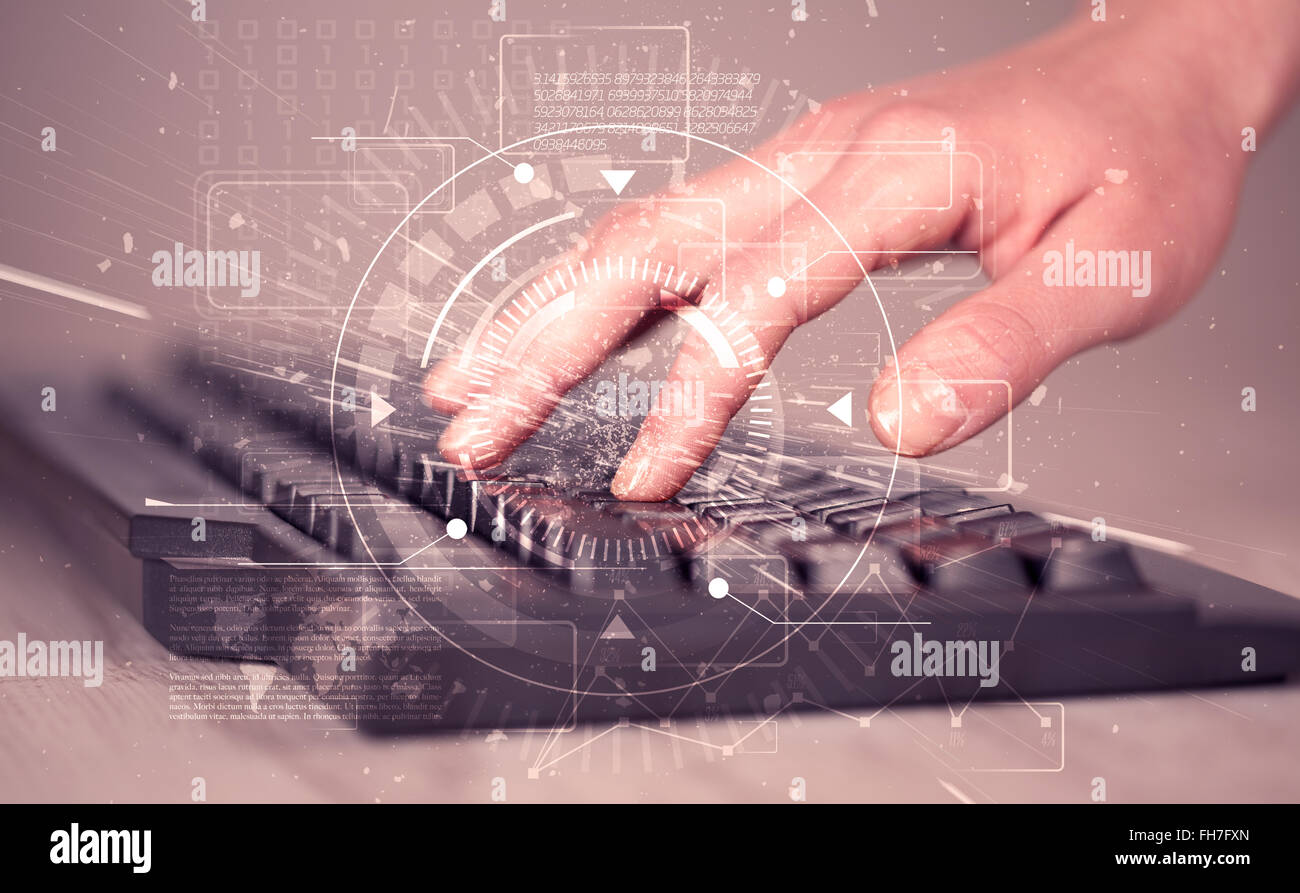 Keyboard with high tech user interface graphic Stock Photo - Alamy