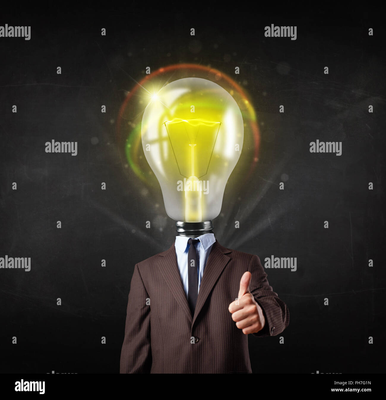 Business man with light bulb head concept Stock Photo - Alamy