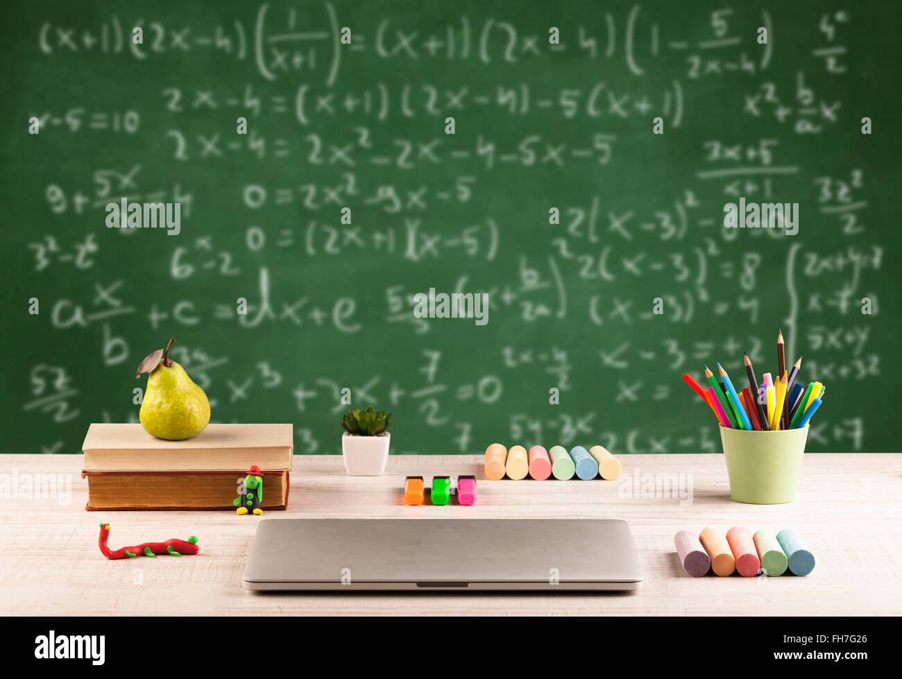 Math class from student school desk Stock Photo - Alamy