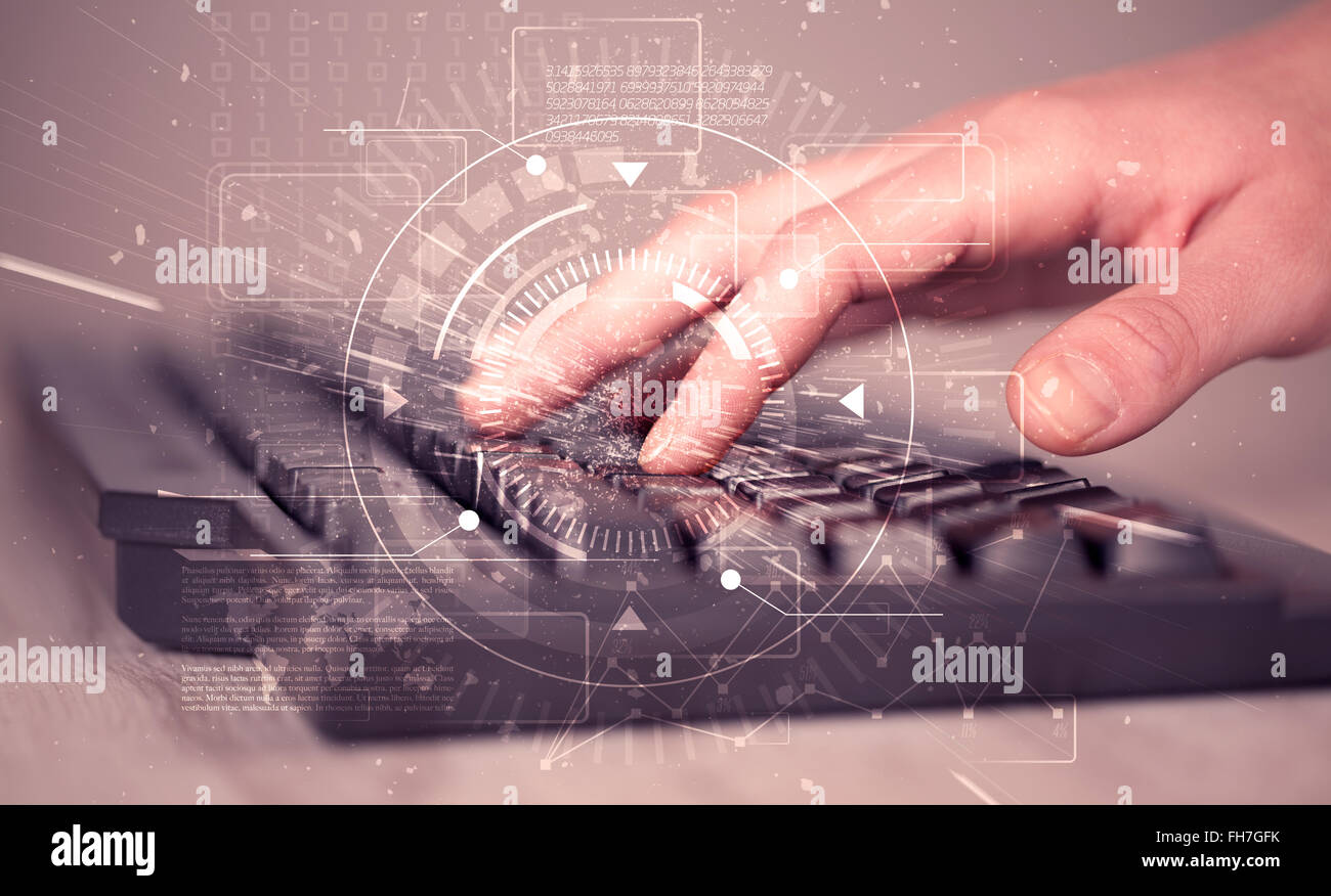 Keyboard with high tech user interface graphic Stock Photo - Alamy