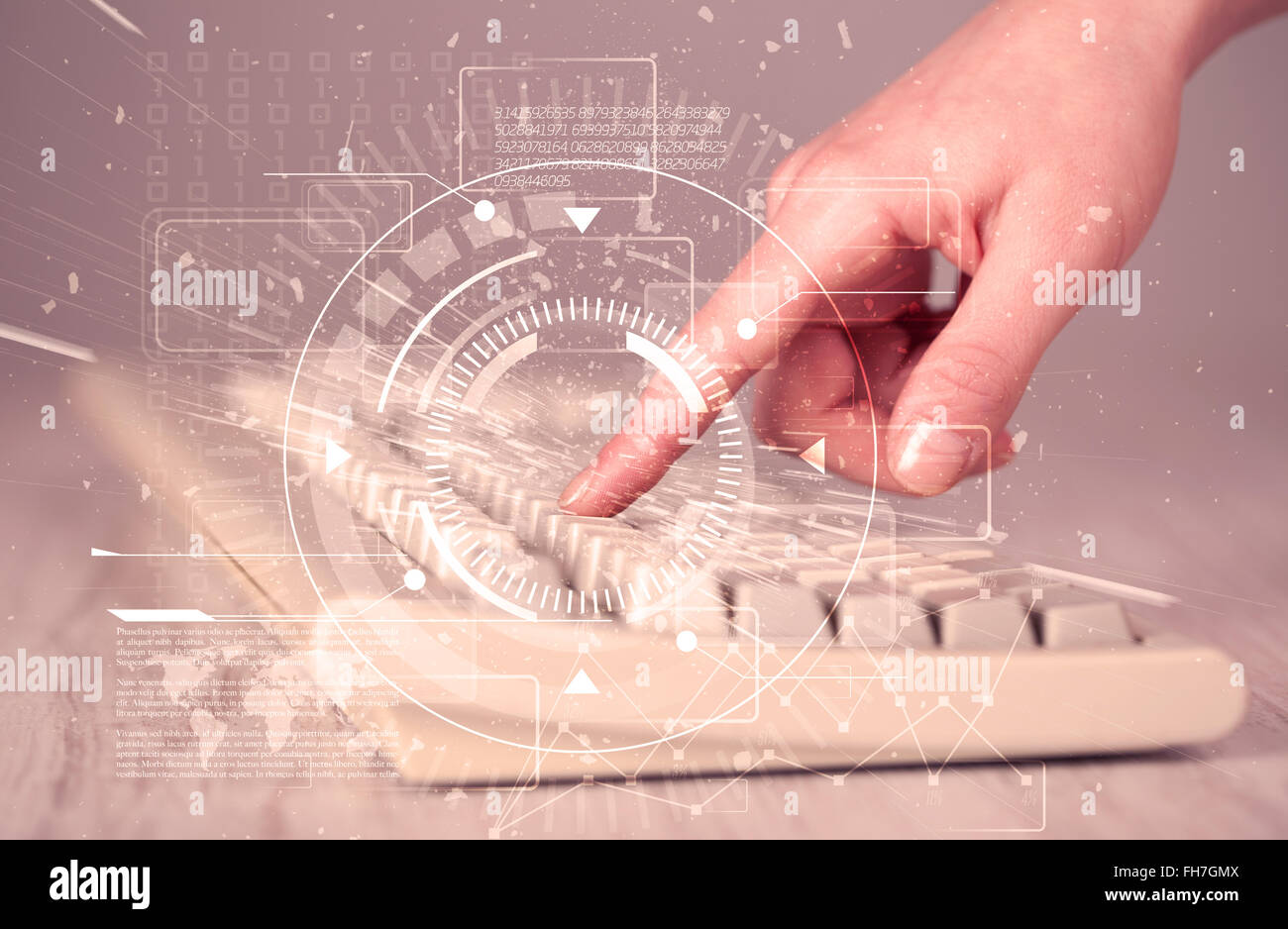 Keyboard with high tech user interface graphic Stock Photo - Alamy