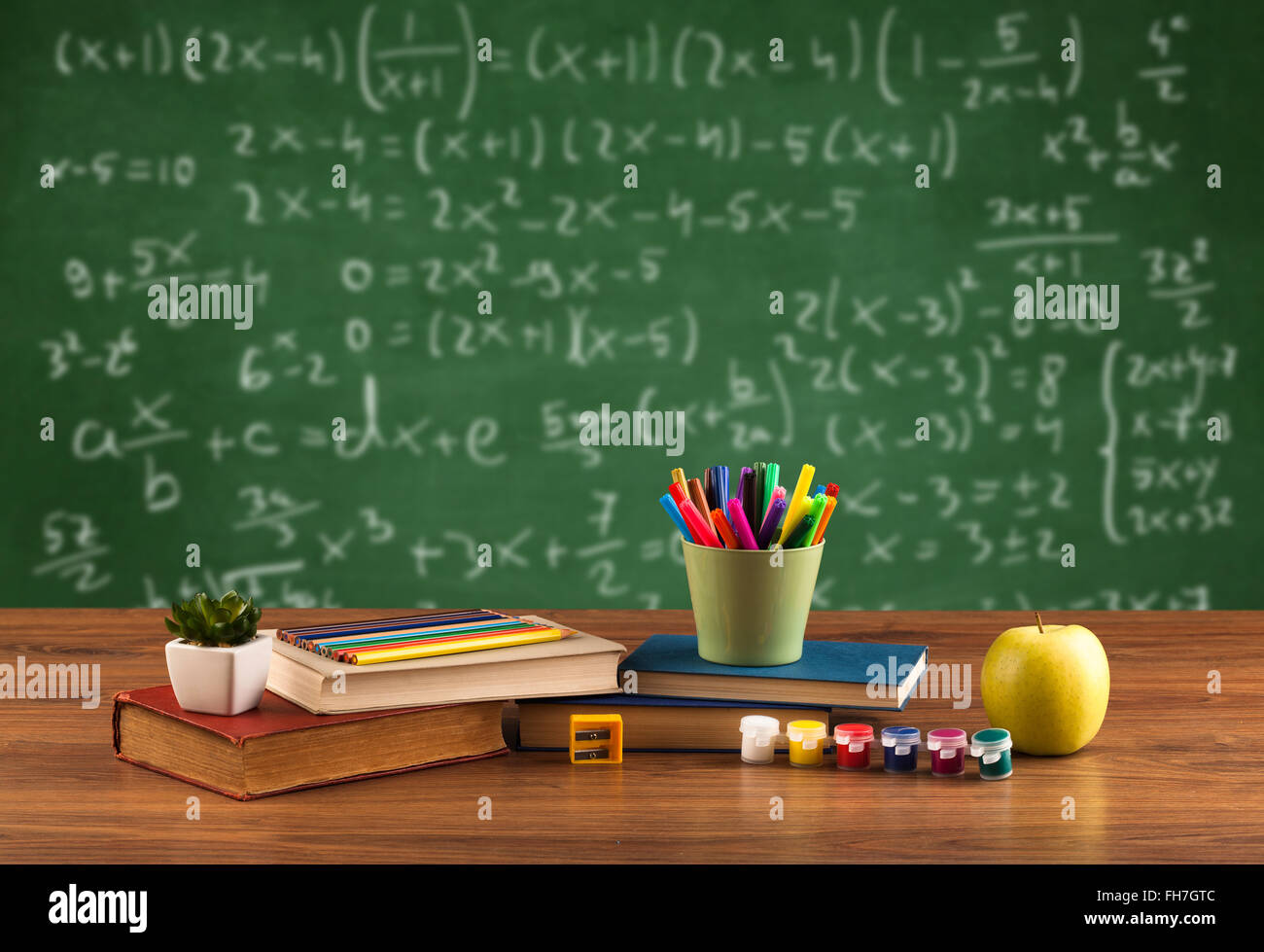 Math class from student school desk Stock Photo - Alamy