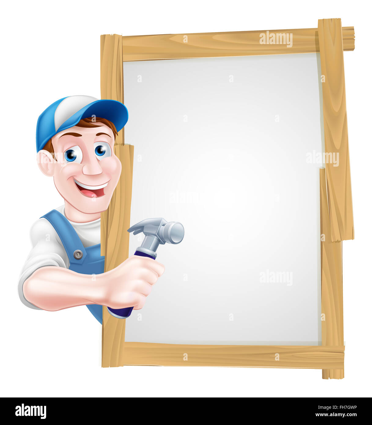 Cartoon carpenter builder holding hammer hi-res stock photography and ...