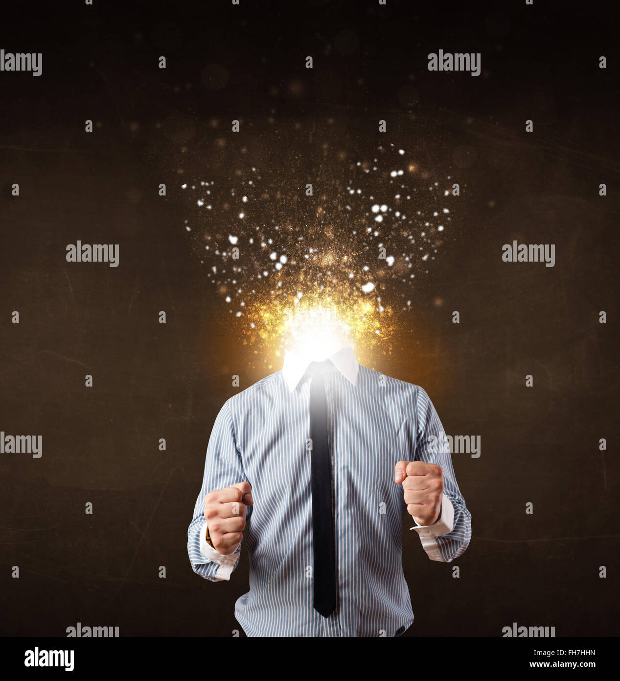 Business man with glowing exploding head Stock Photo - Alamy