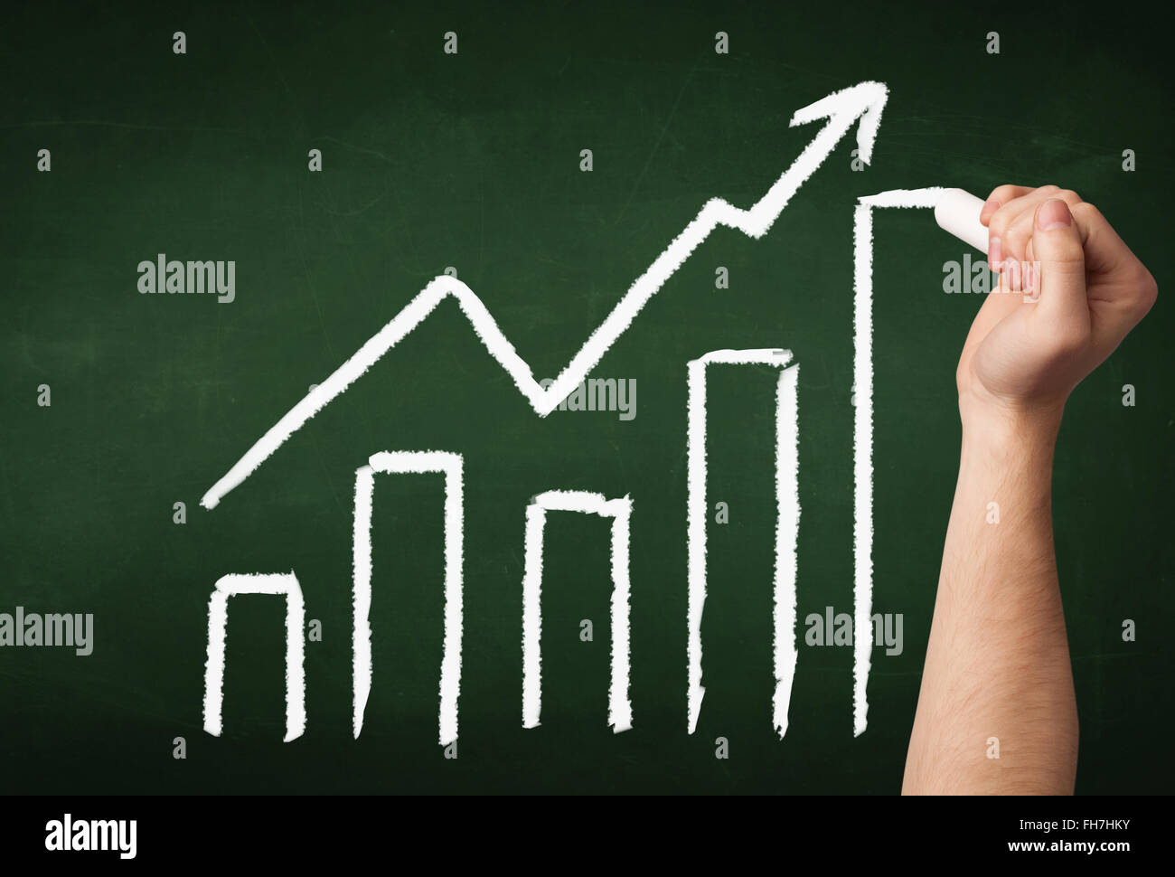 Hand drawing graph on blackboard Stock Photo - Alamy