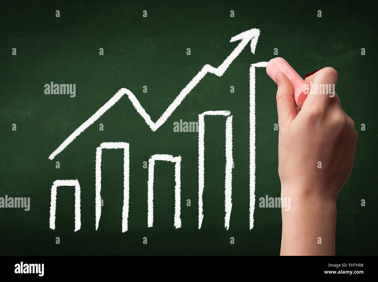 Hand drawing graph on blackboard Stock Photo - Alamy