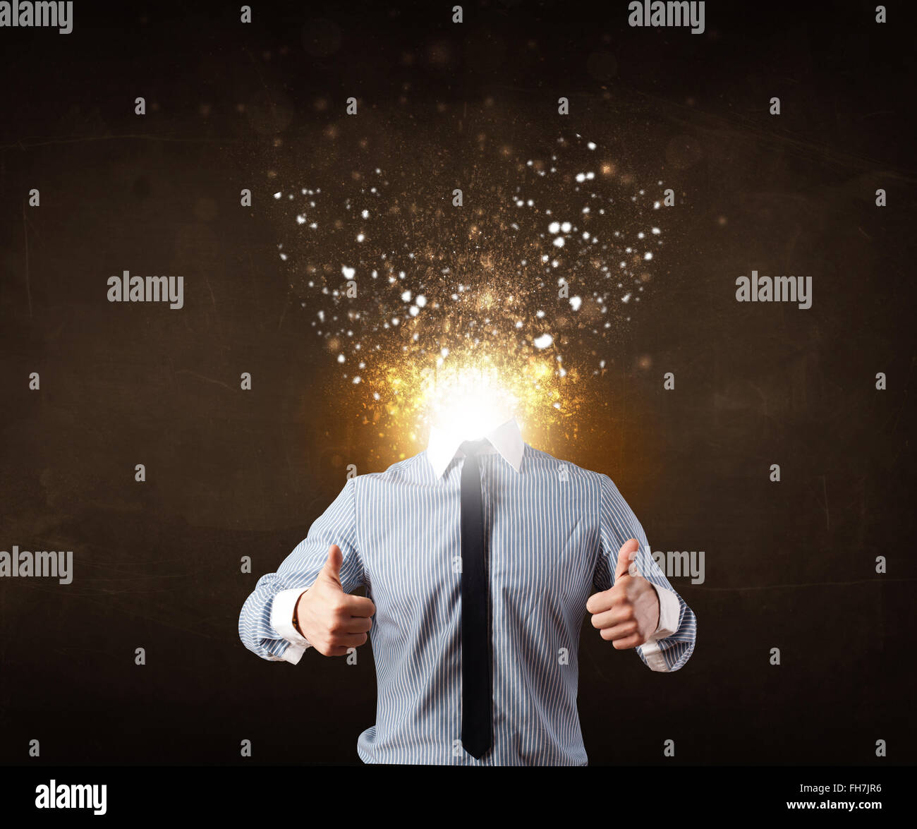 Business man with glowing exploding head Stock Photo - Alamy