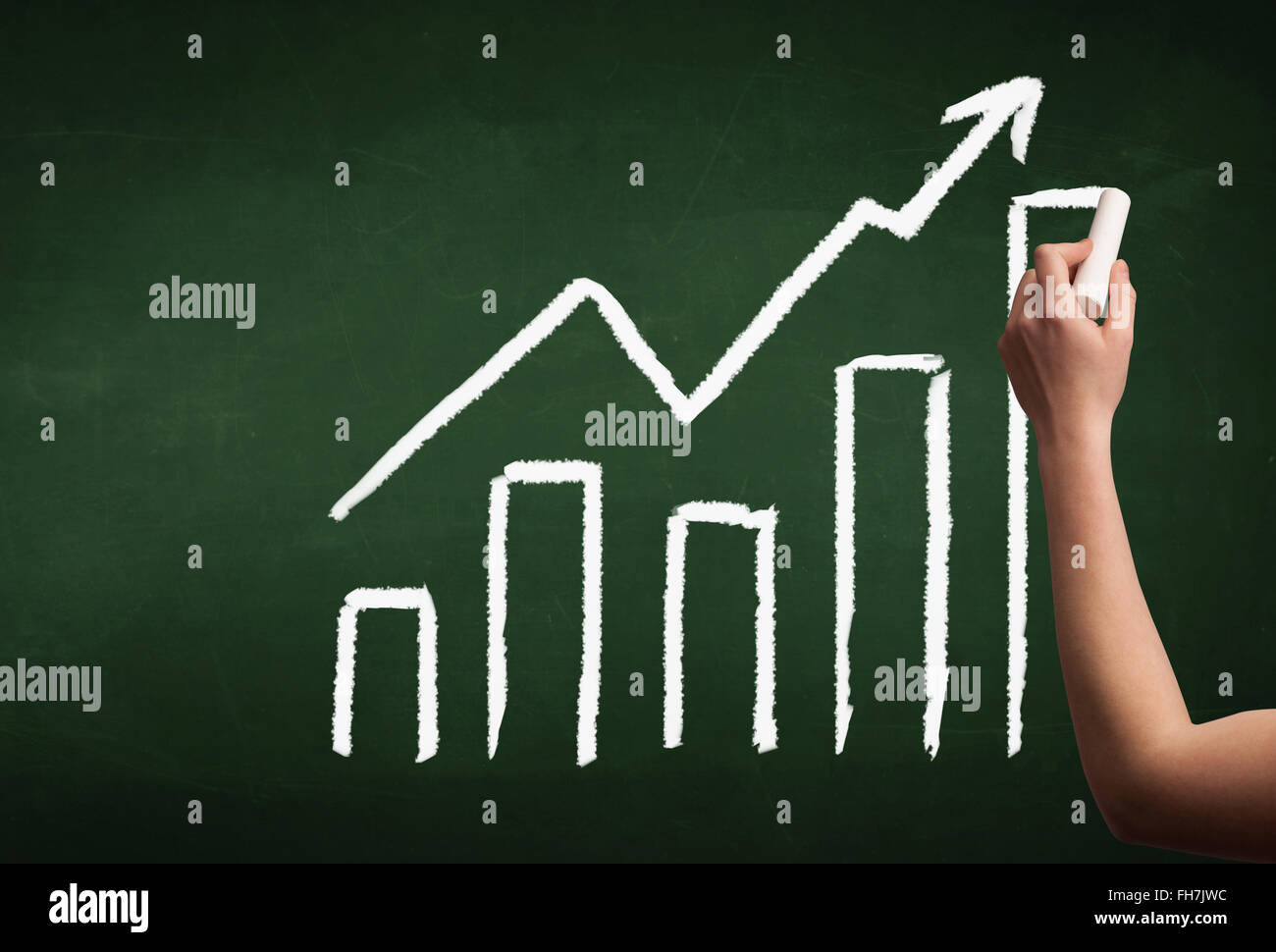 Hand drawing graph on blackboard Stock Photo - Alamy
