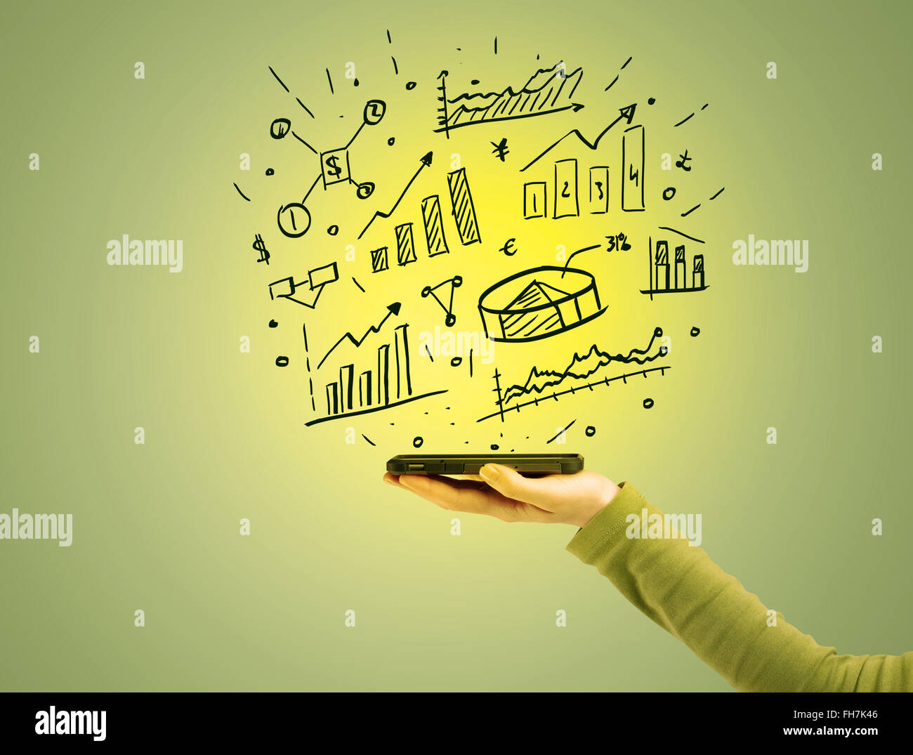 Female hand touching charts hi-res stock photography and images - Alamy