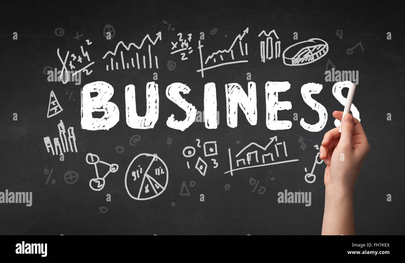 Hand writing business on blackboard Stock Photo - Alamy