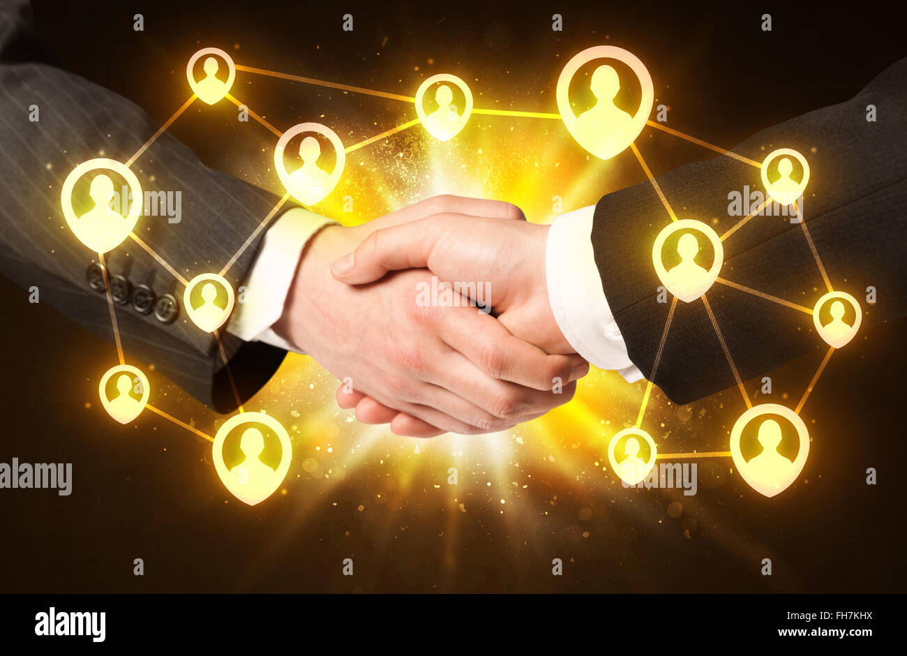 Social netwok connection handshake Stock Photo - Alamy