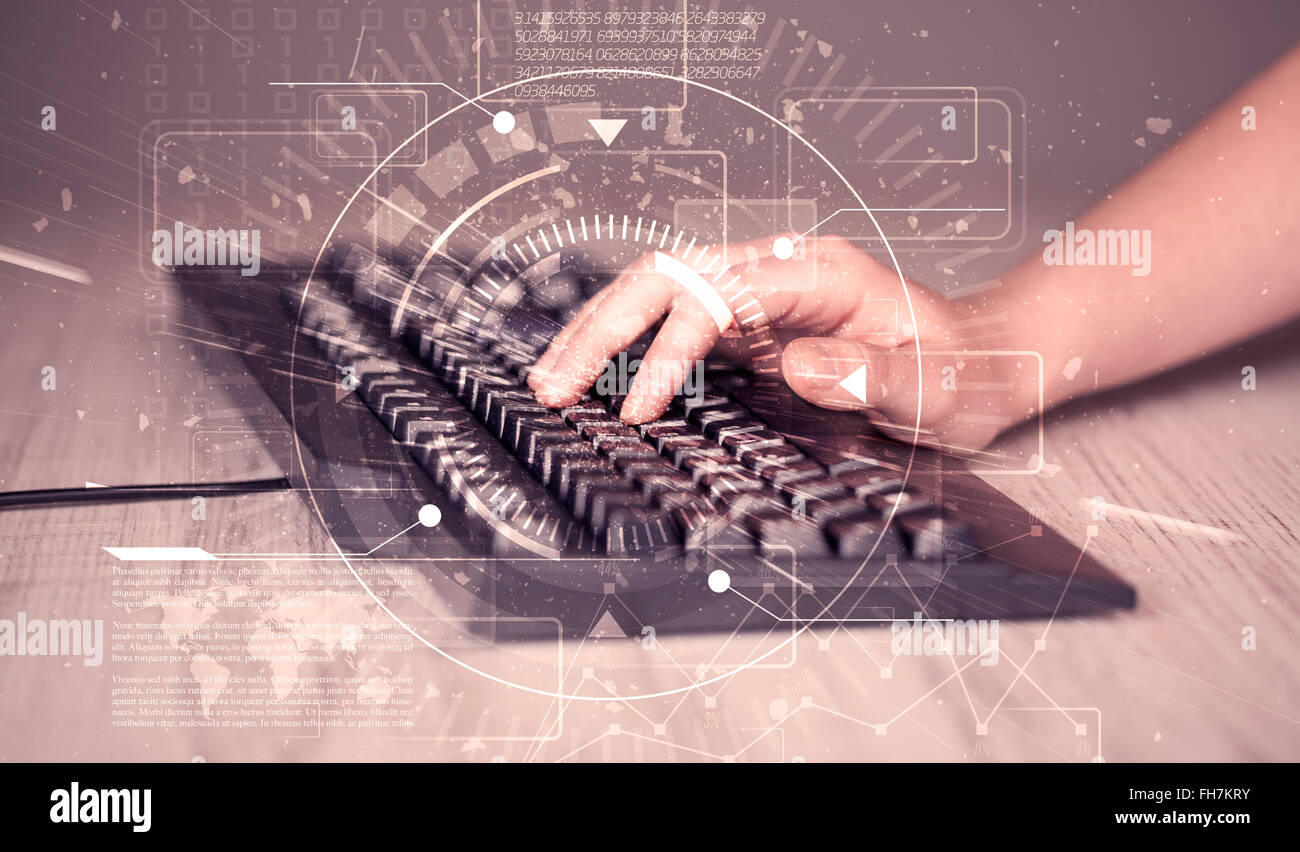 Keyboard with high tech user interface graphic Stock Photo - Alamy