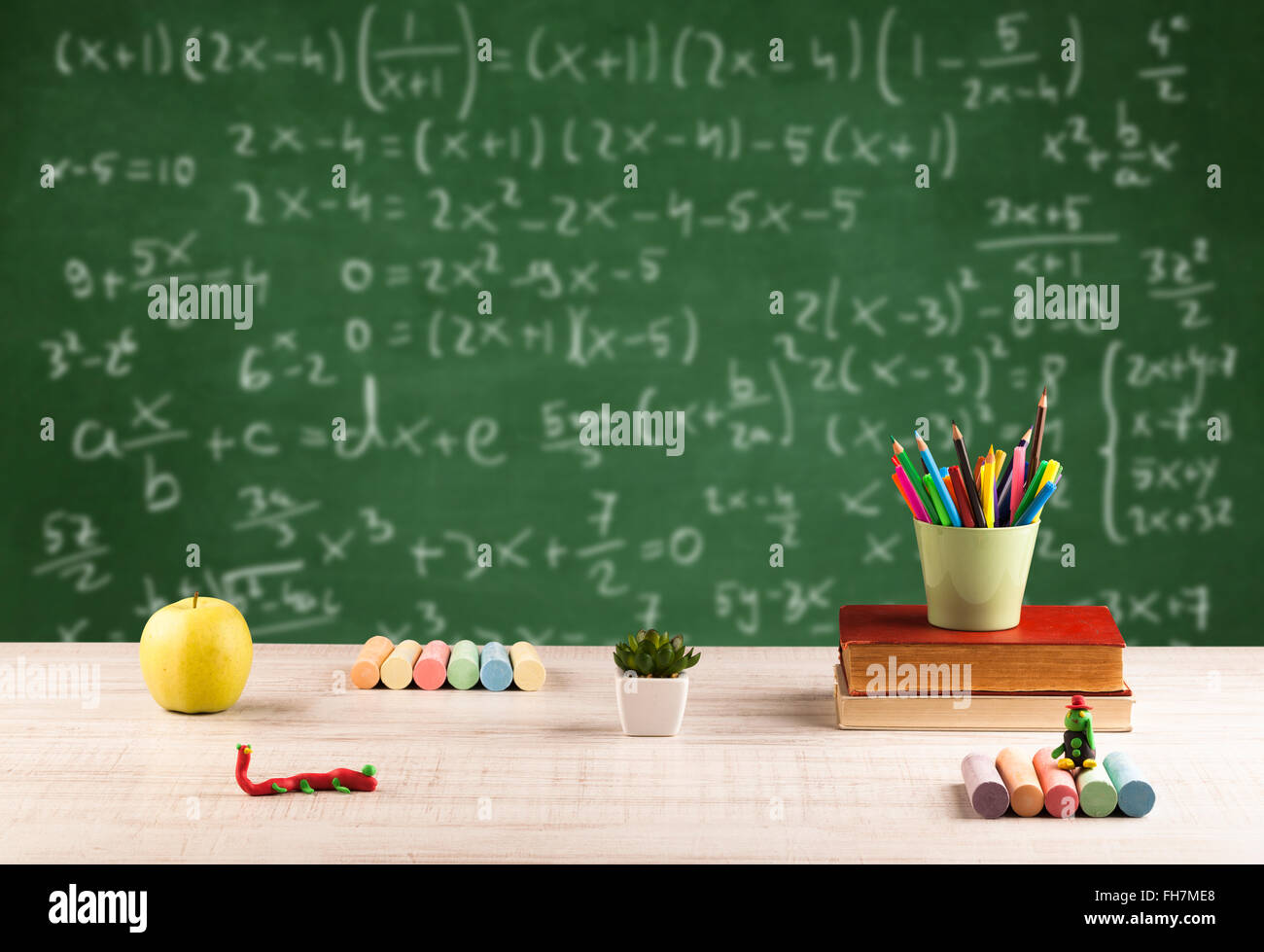 Math class from student school desk Stock Photo - Alamy