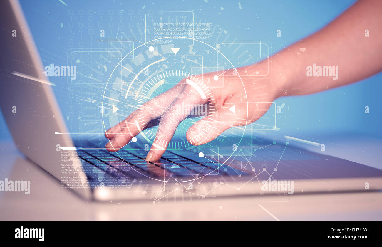 Keyboard with high tech user interface graphic Stock Photo - Alamy