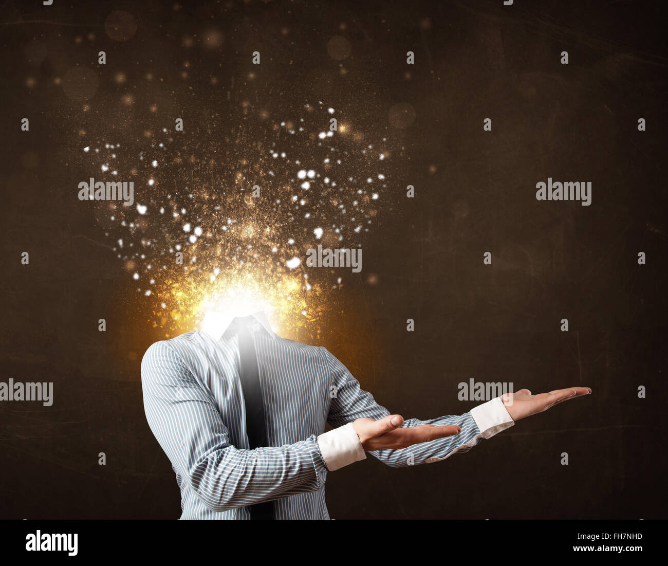 Business man with glowing exploding head Stock Photo - Alamy