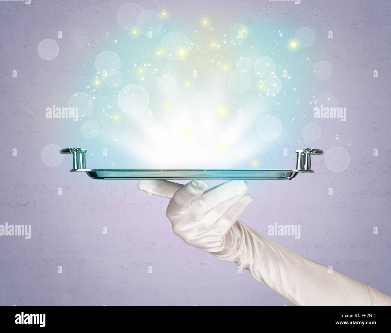 Bright lights presented on tray by waiter Stock Photo - Alamy