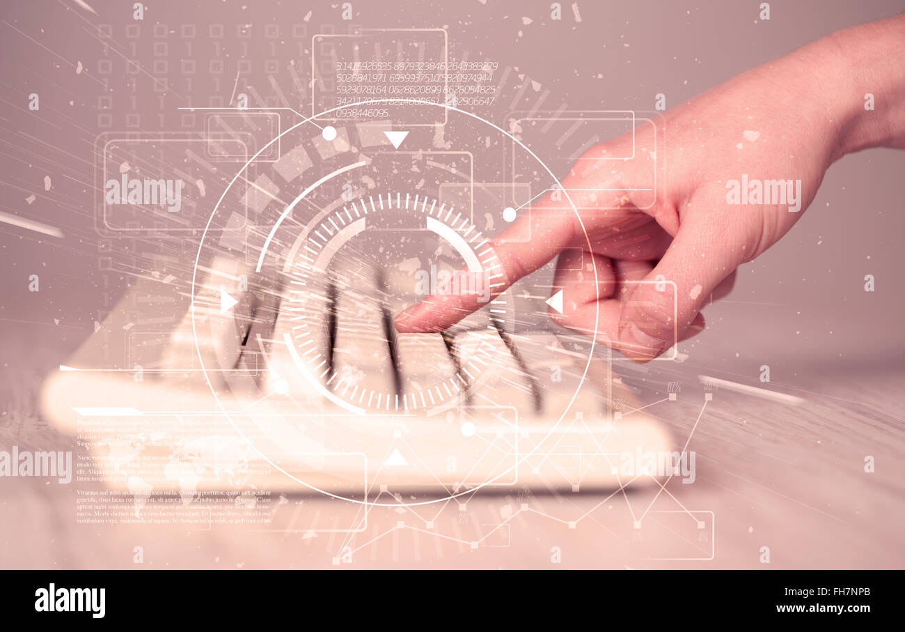 Keyboard with high tech user interface graphic Stock Photo - Alamy