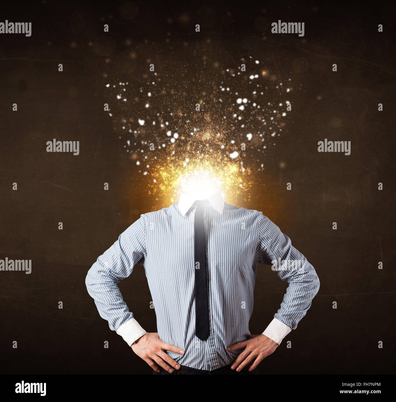 Business man with glowing exploding head Stock Photo - Alamy