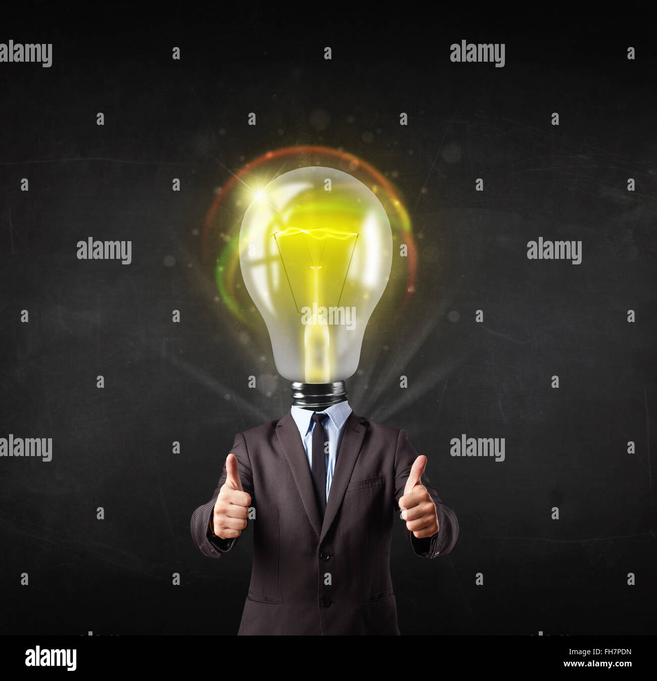 Business man with light bulb head concept Stock Photo - Alamy