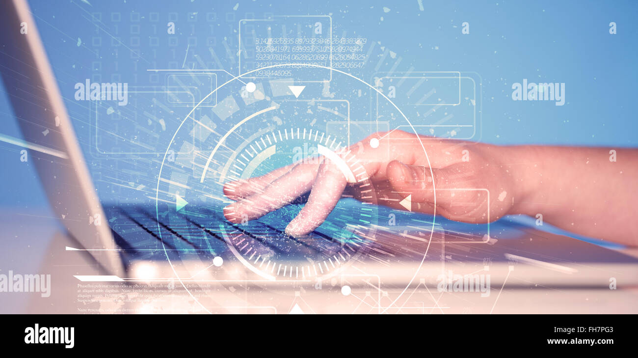 Keyboard with high tech user interface graphic Stock Photo - Alamy