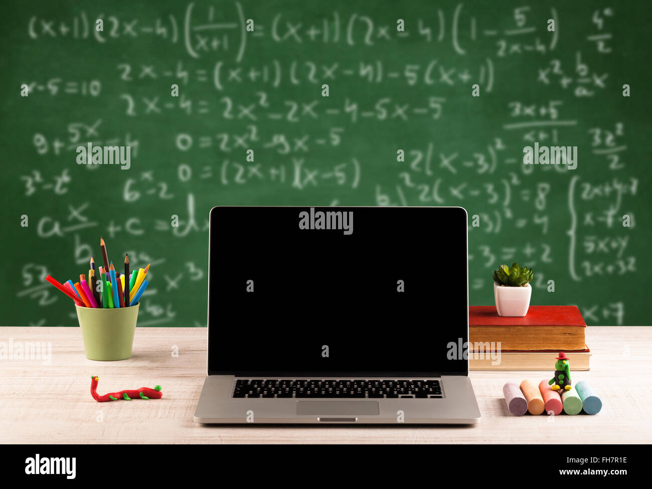 Math class from student school desk Stock Photo - Alamy