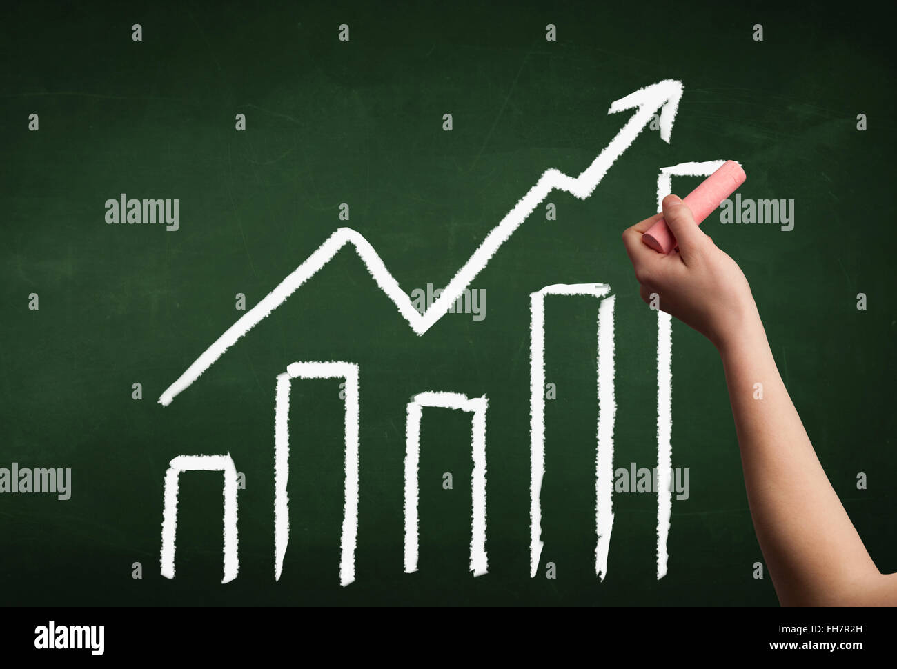 Hand drawing graph on blackboard Stock Photo - Alamy