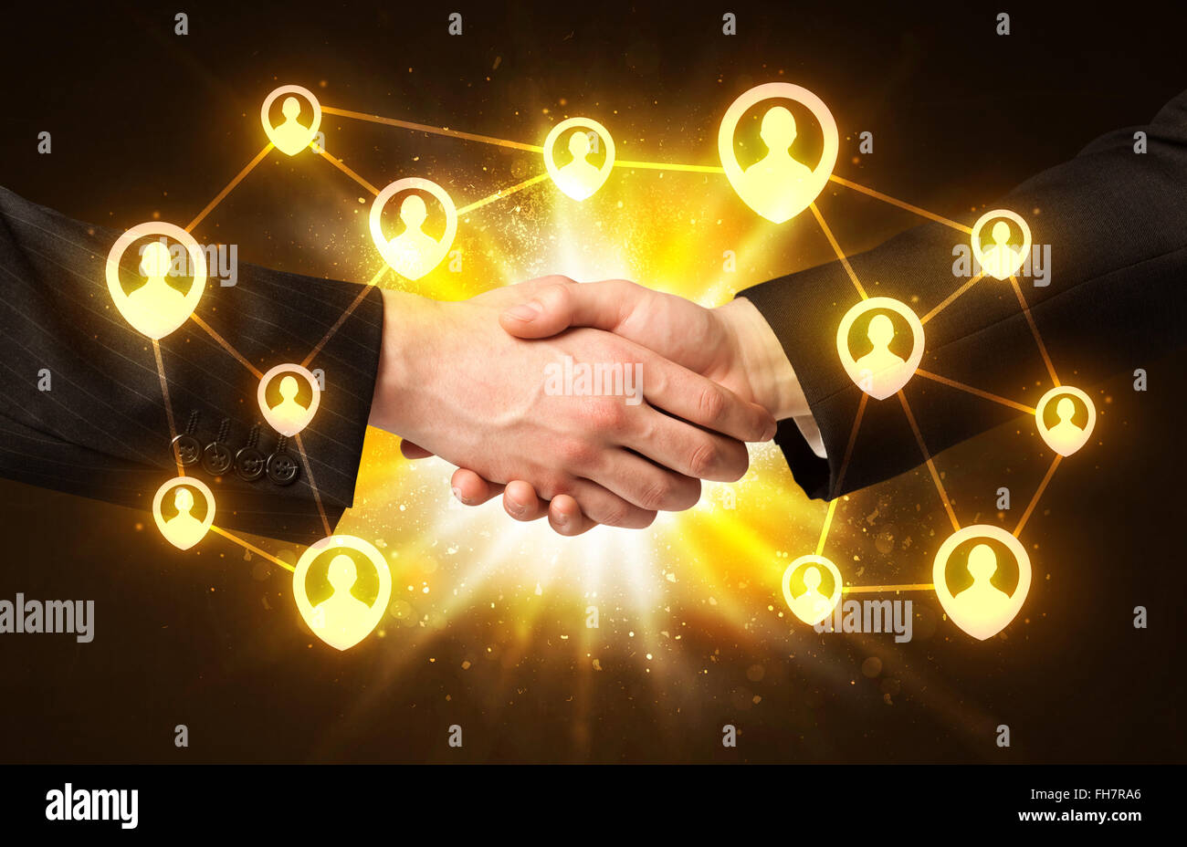 Social netwok connection handshake Stock Photo - Alamy