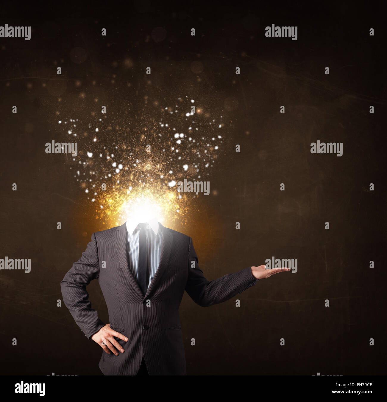 Business man with glowing exploding head Stock Photo - Alamy