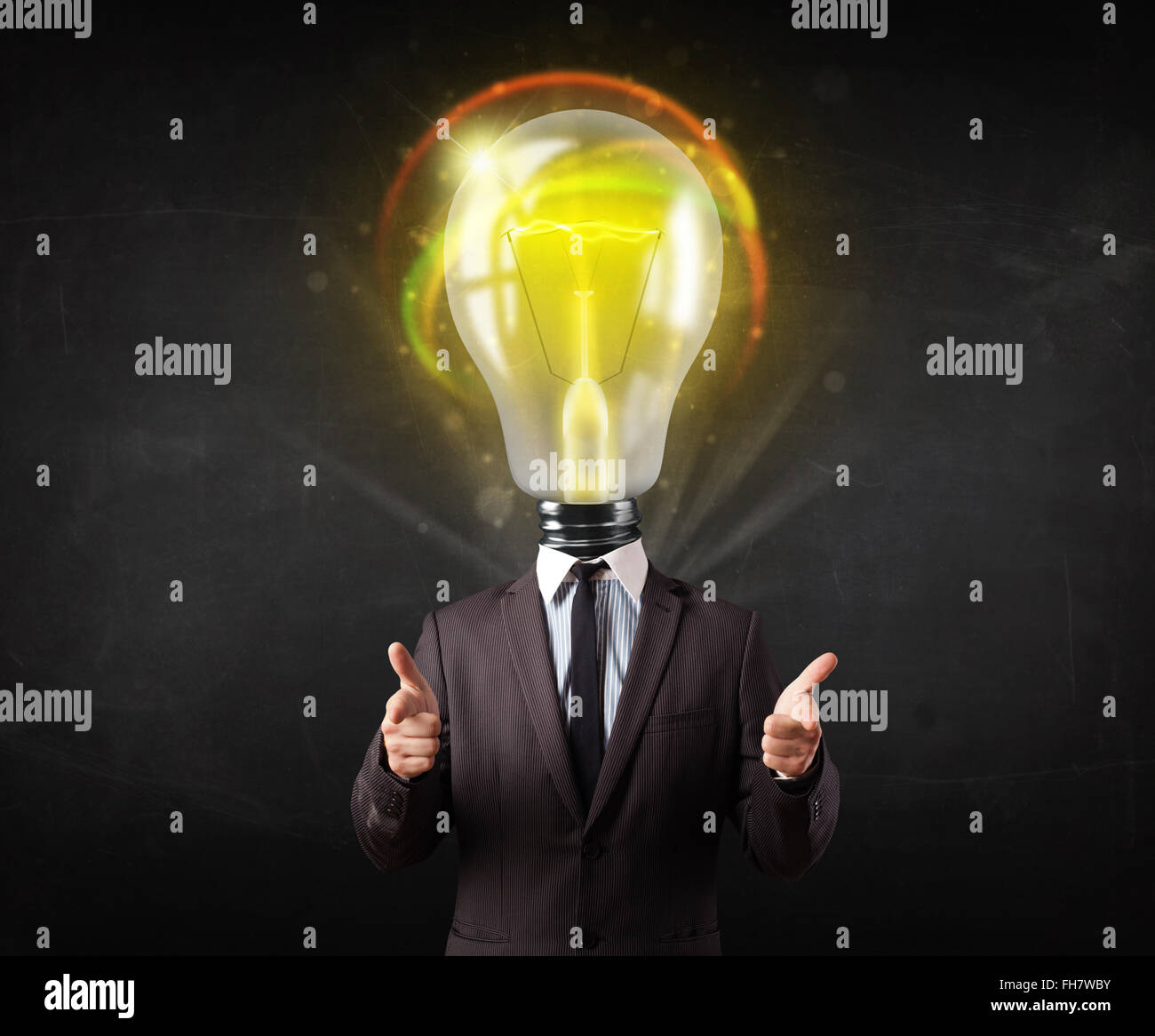 Business man with light bulb head concept Stock Photo - Alamy