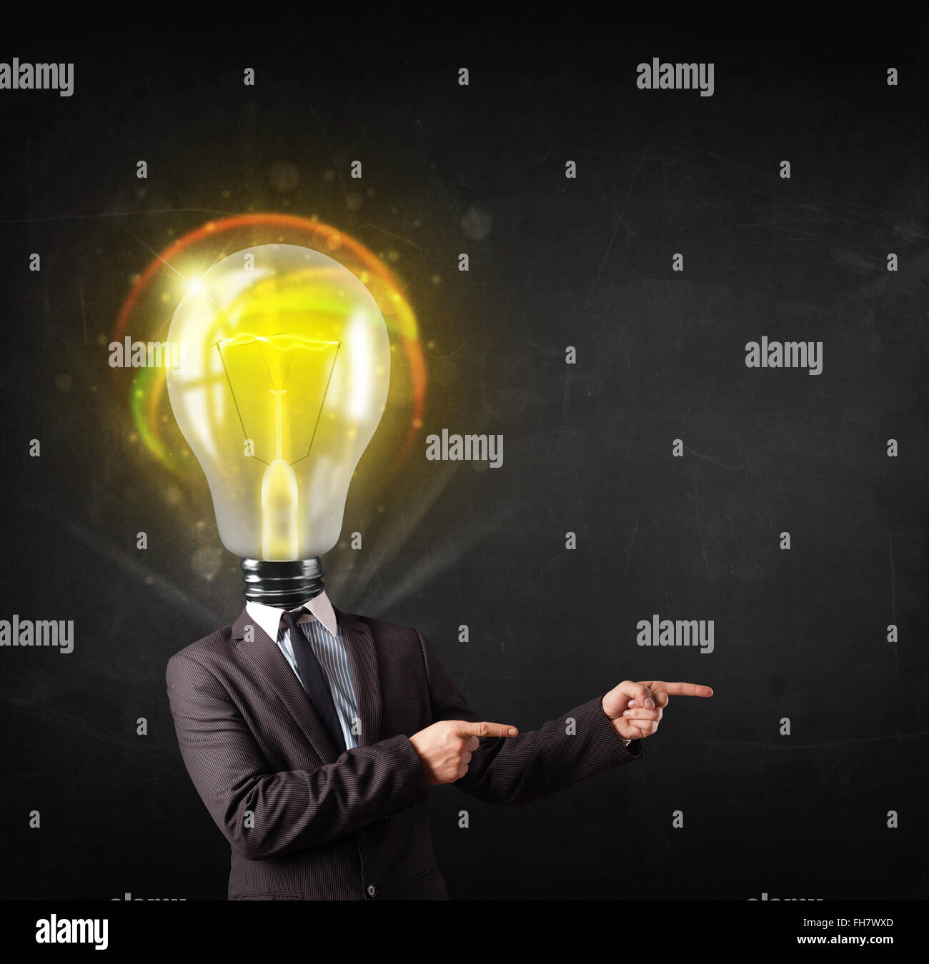 Business man with light bulb head concept Stock Photo - Alamy
