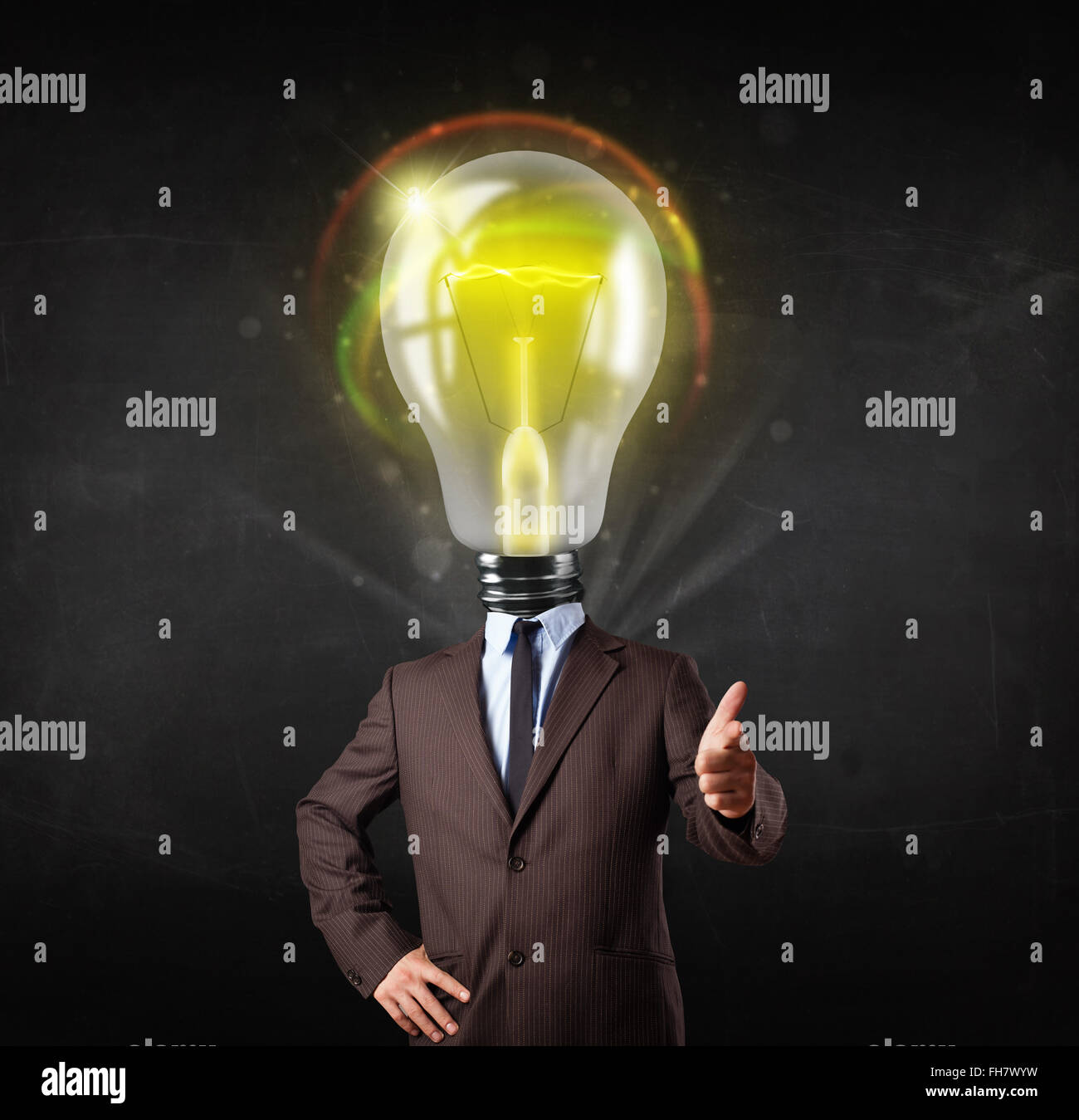 Business man with light bulb head concept Stock Photo - Alamy