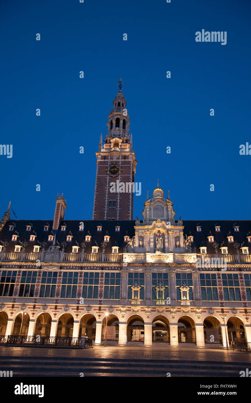 University Library of Leuven at Night, Belgium Stock Photo - Alamy