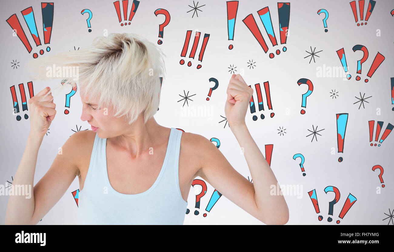 Composite image of angry woman shaking her head Stock Photo - Alamy