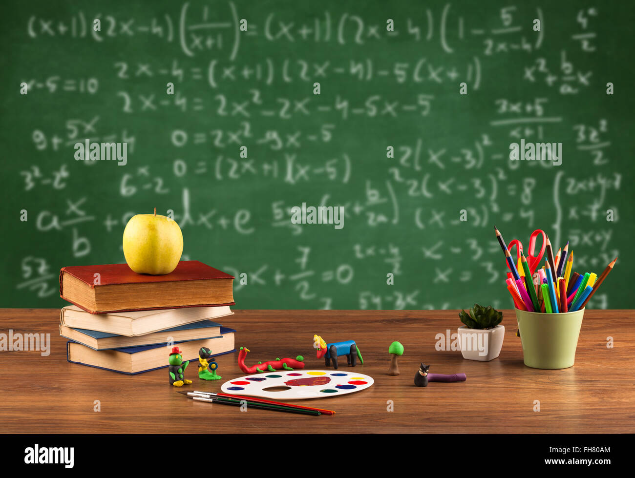 Math class from student school desk Stock Photo - Alamy