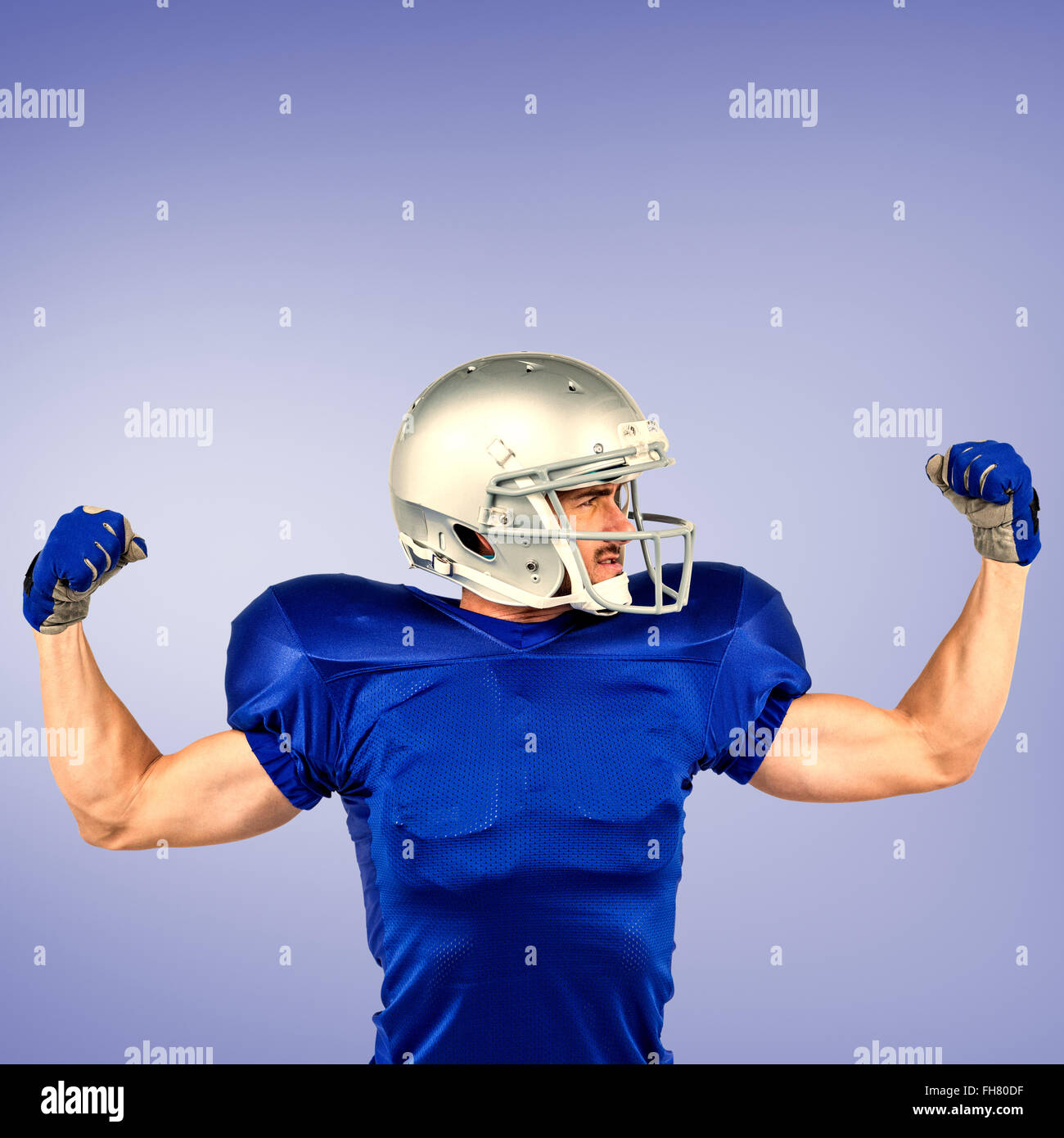 Composite image of american football player flexing muscles Stock Photo ...