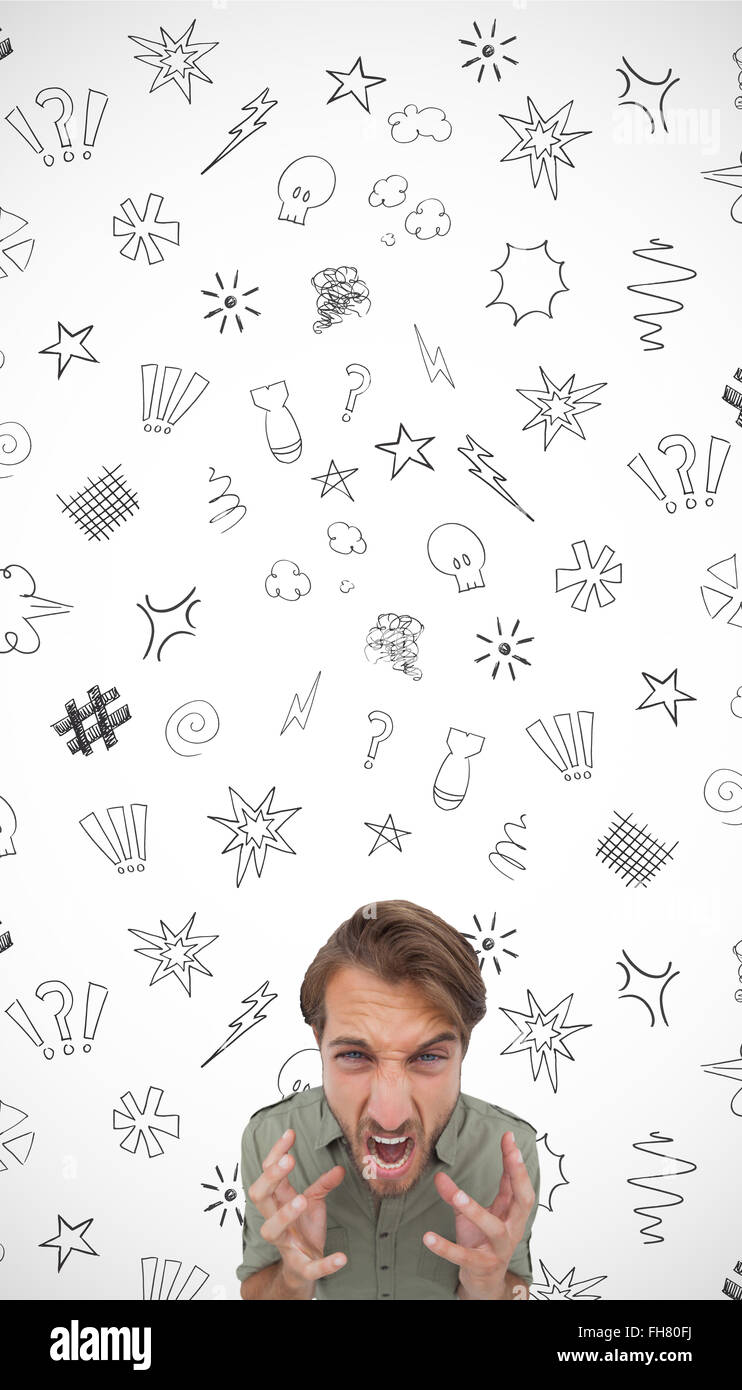 Composite image of overhead angle of frustrated man Stock Photo - Alamy