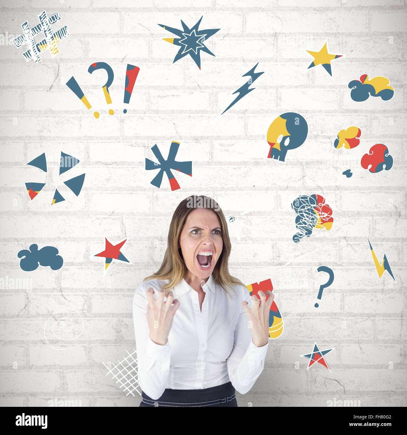 Composite image of angry businesswoman yelling Stock Photo - Alamy